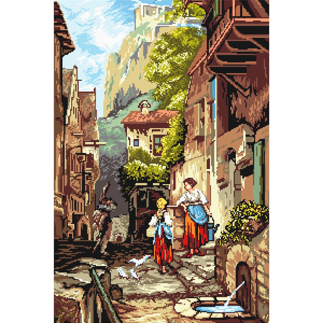 Goblen HUsarul, Hudemas, kit cu diagrama alb-negru, cu fire mouline ...