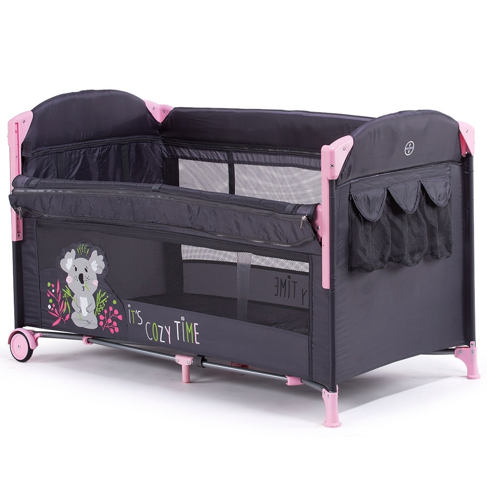 Patut pliabil Chipolino Merida 125x64 cm peony pink cu laterala ...