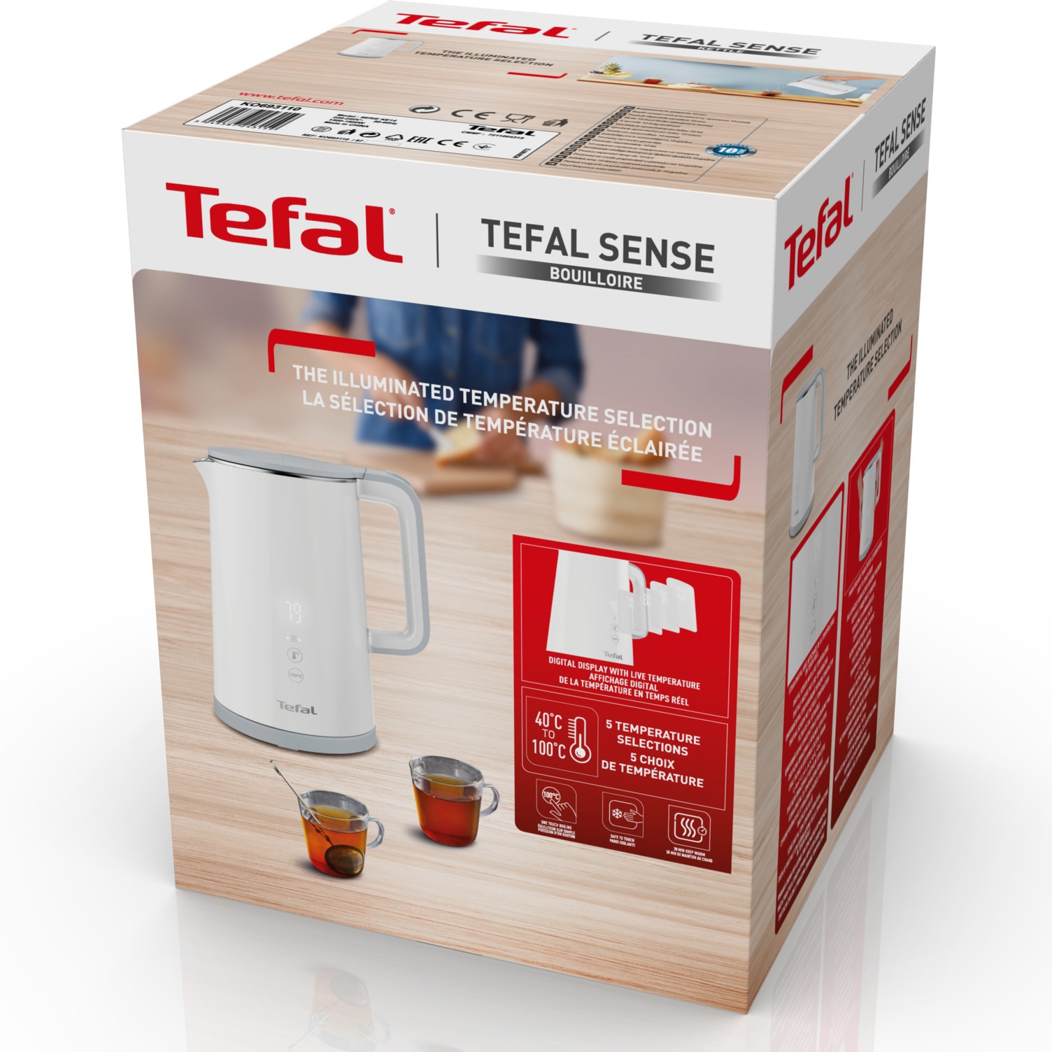 Tefal Sense KO693110 vízforraló, 1800W, 1,5L űrtartalom, digitális ...