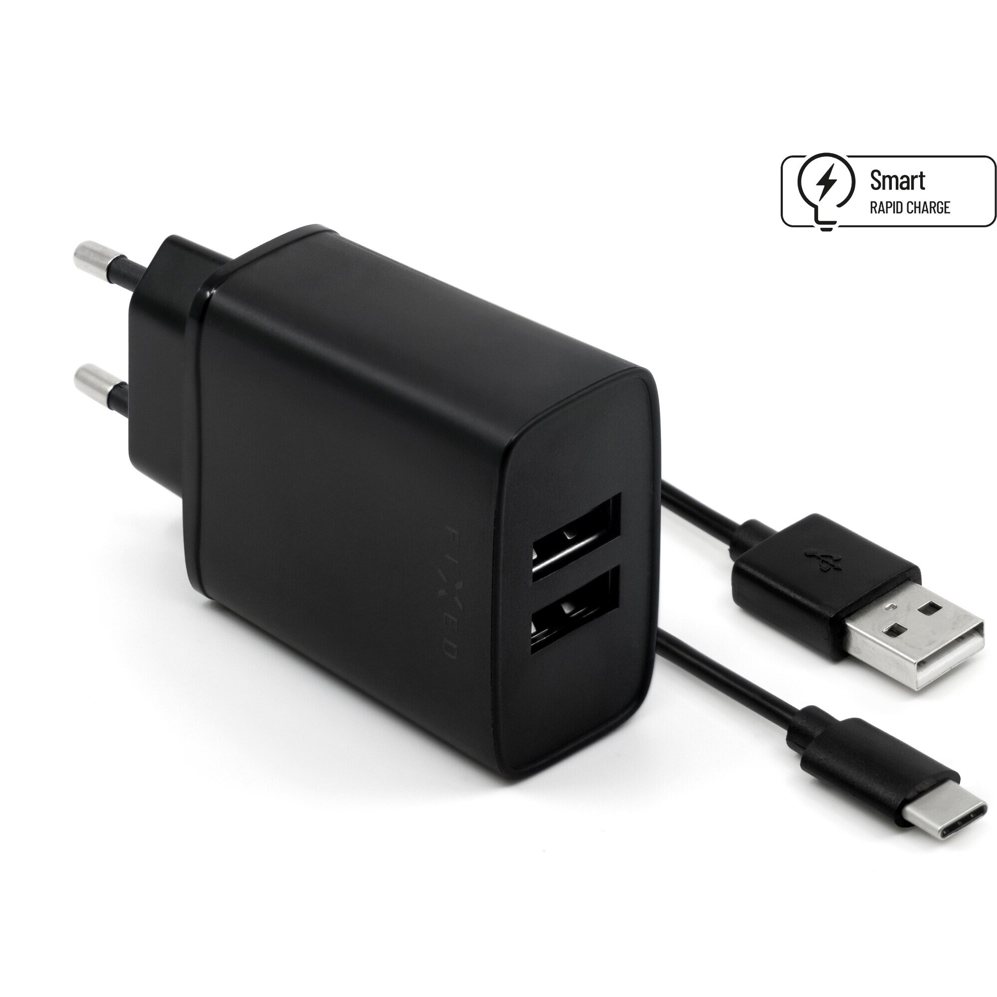 Set incarcator retea si cablu Micro USB, Fixed, Smart Rapid Charge, 2 x ...