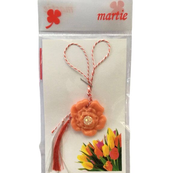 Martisor handmade floare portocalie M2 - eMAG.ro