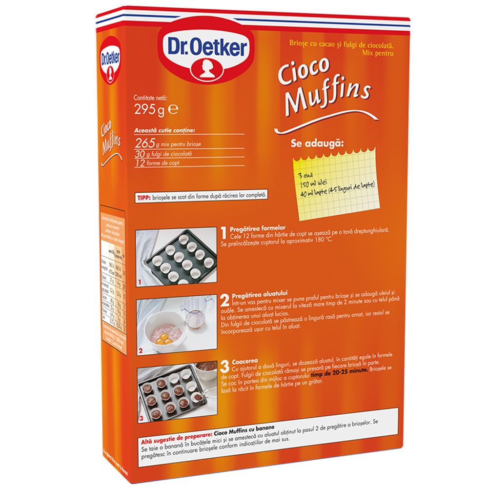 Mix pentru Briose cu Ciocolata Dr. Oetker, 295 g - eMAG.ro