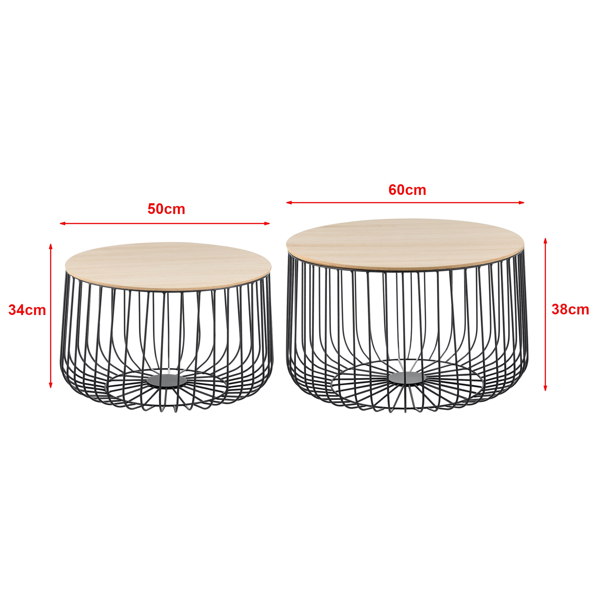 Set 2 bucati masute cosuri metalice Mikkeli, en.casa, metal/MDF, masuri ...