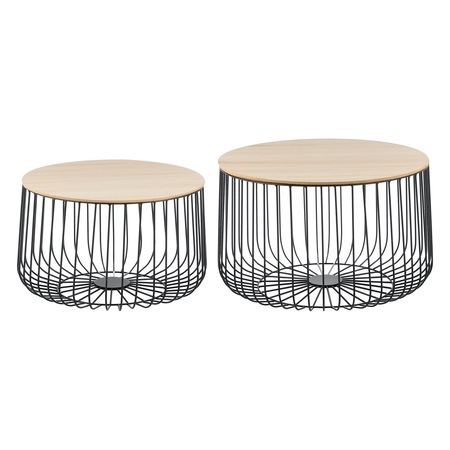 Set 2 bucati masute cosuri metalice Mikkeli, en.casa, metal/MDF, masuri ...