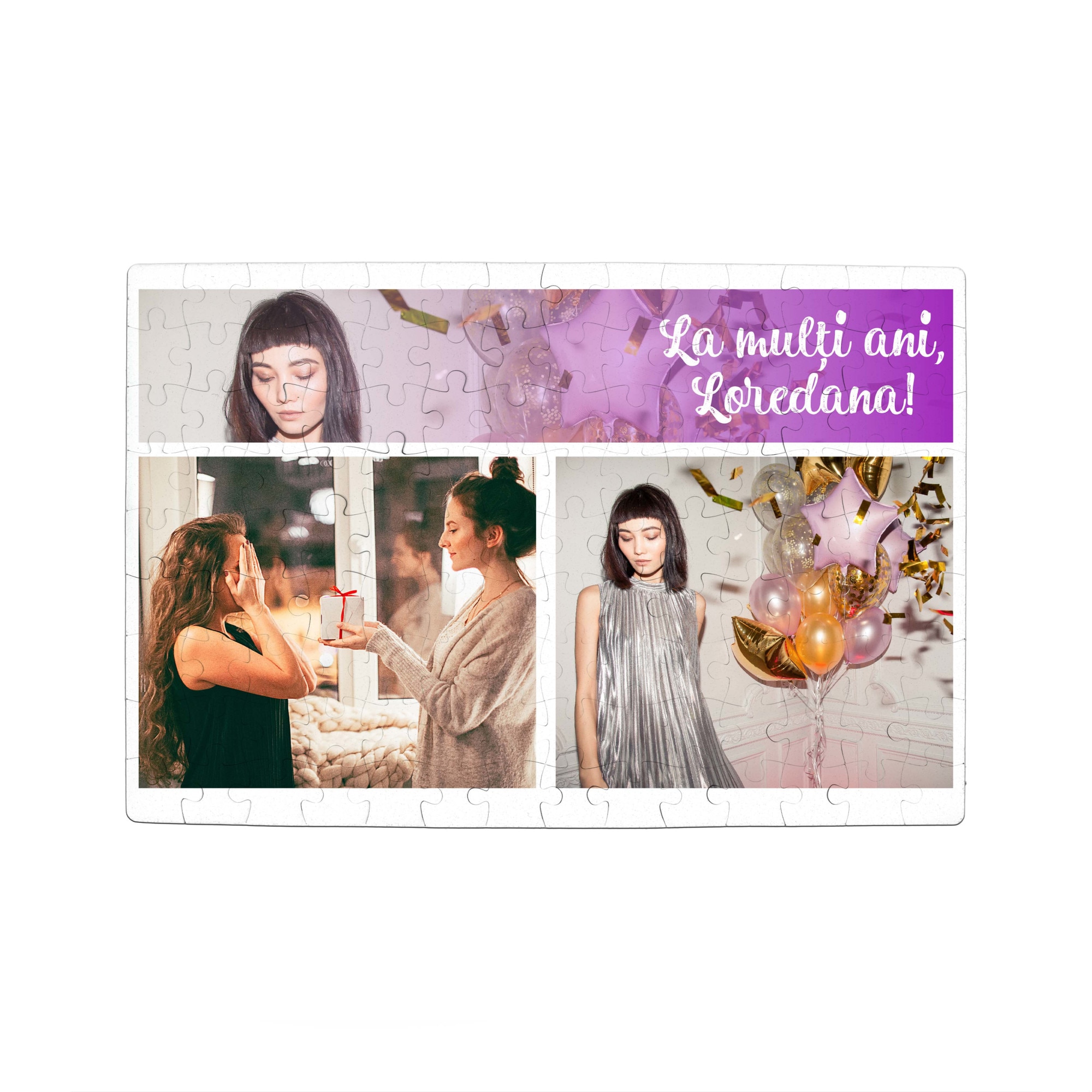 Puzzle Personalizat Magnetic - 126 de piese, 18x27 cm, 3 Poze cu text ...