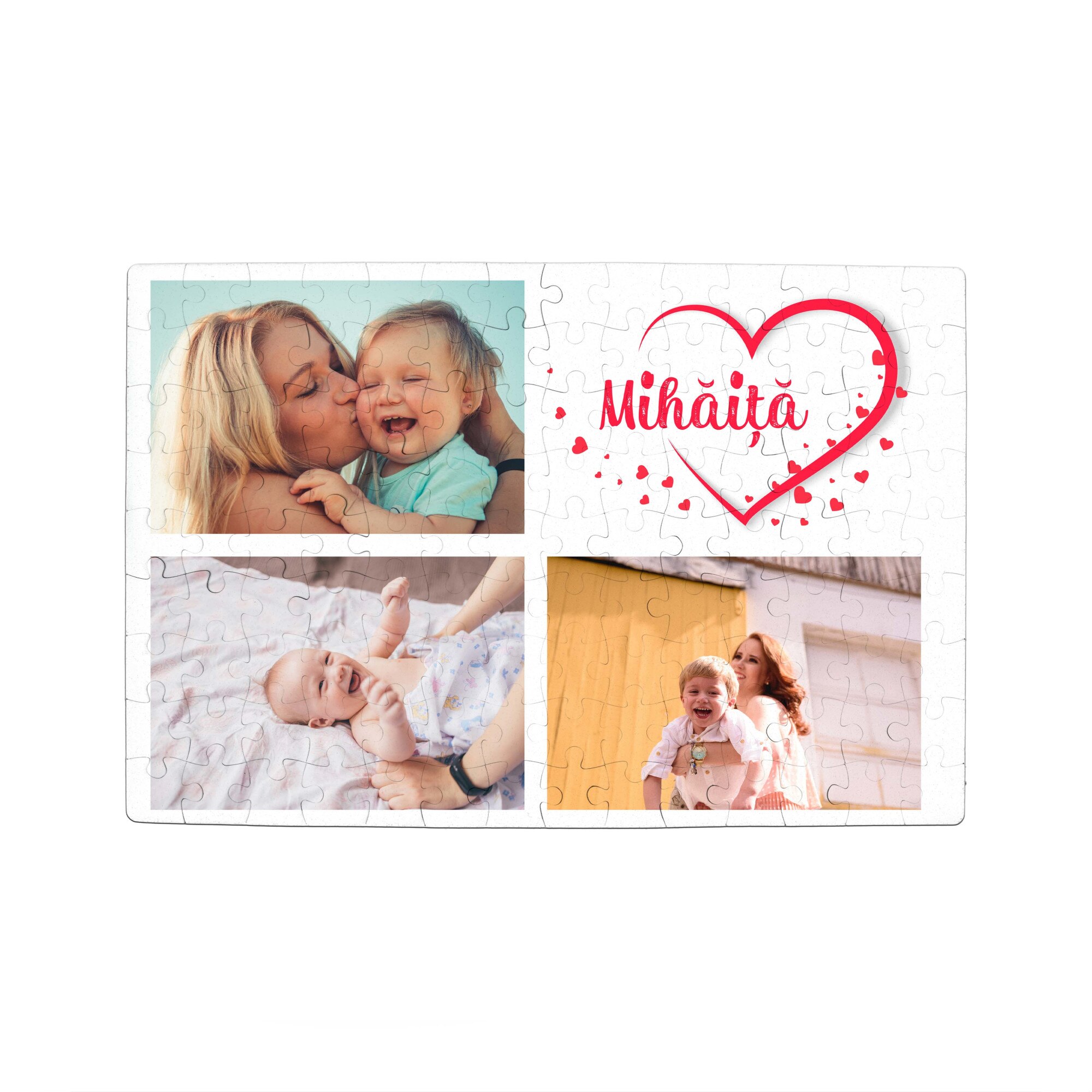 Puzzle Personalizat Magnetic - 126 de piese, 18x27 cm, 3 Poze cu text ...