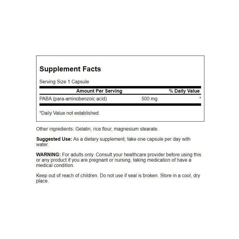 Swanson Paba 500 mg 120 Capsule, antioxidant puternic, utilizat in ...