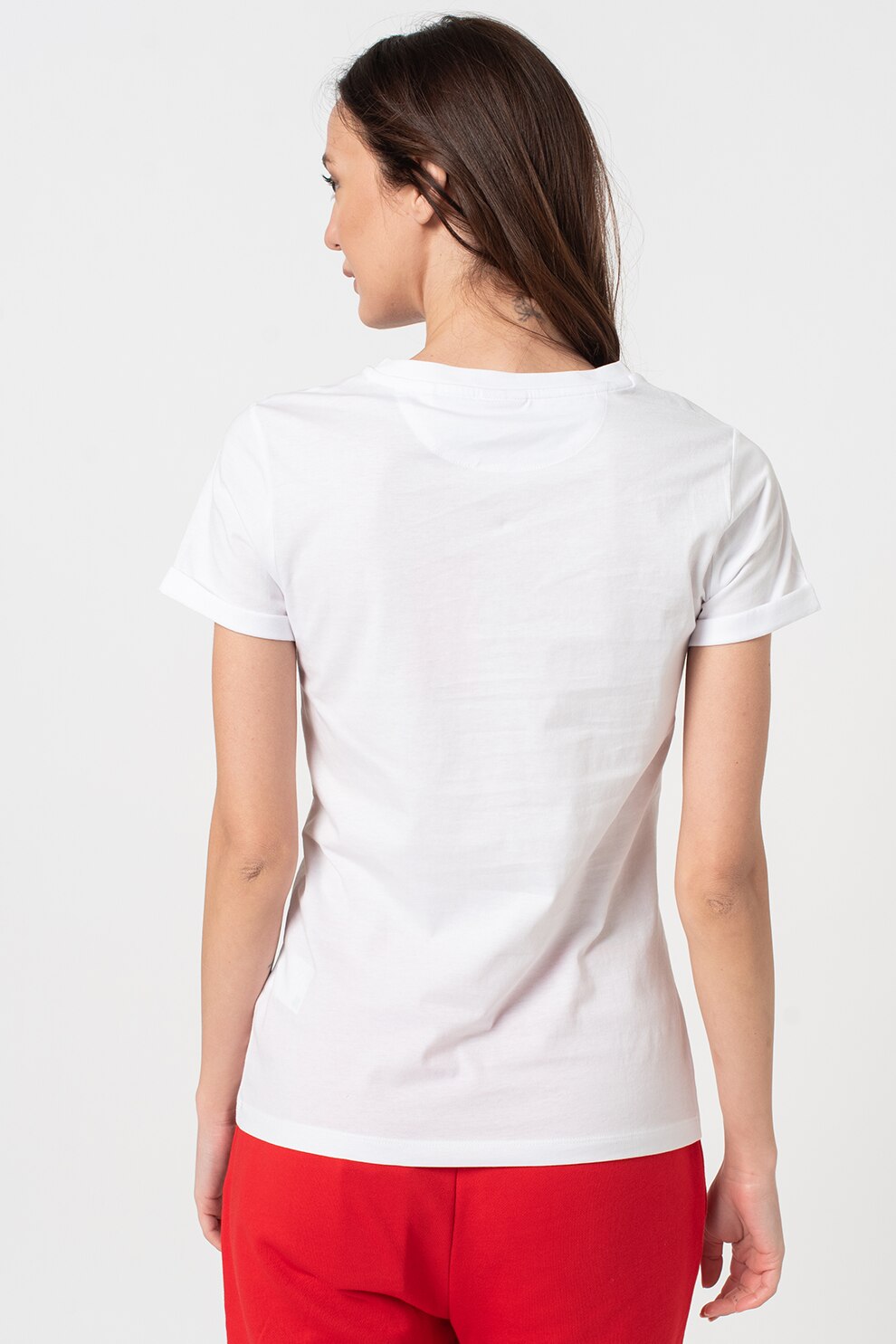 HUGO, Tricou slim fit cu aplicatie logo contrastanta, Alb, XL - eMAG.ro