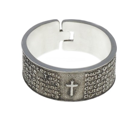 Inel argint patinat personalizat rugaciune Tatal nostru in limba romana ...