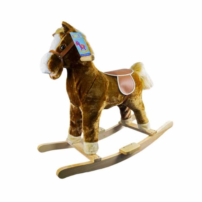 Calut balansoar din lemn si plus, maro, cu sa, pentru copii 74x33x62 cm ...