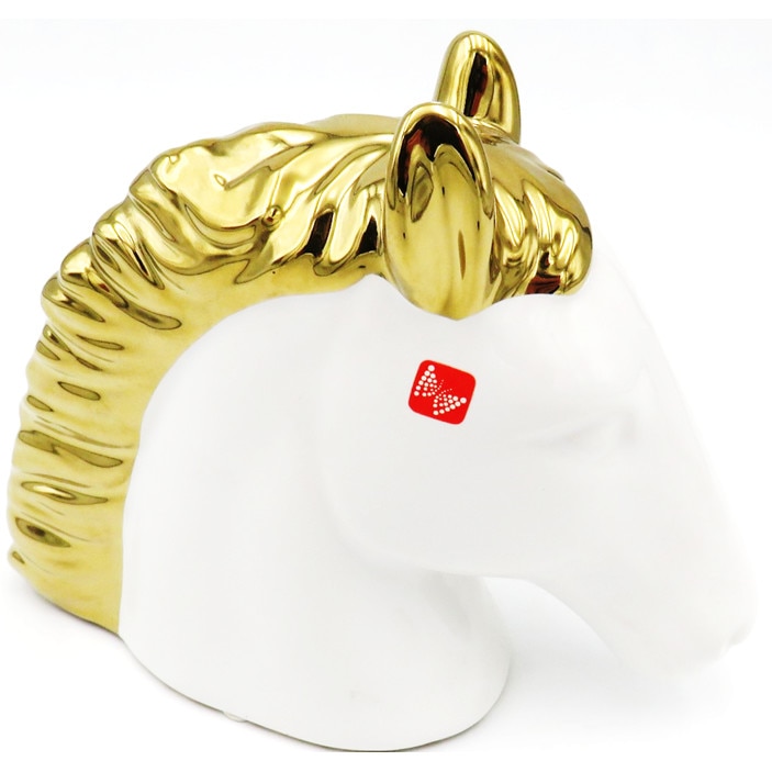 Statueta decorativa, cap de cal, alb-auriu,18 x 13cm - eMAG.ro