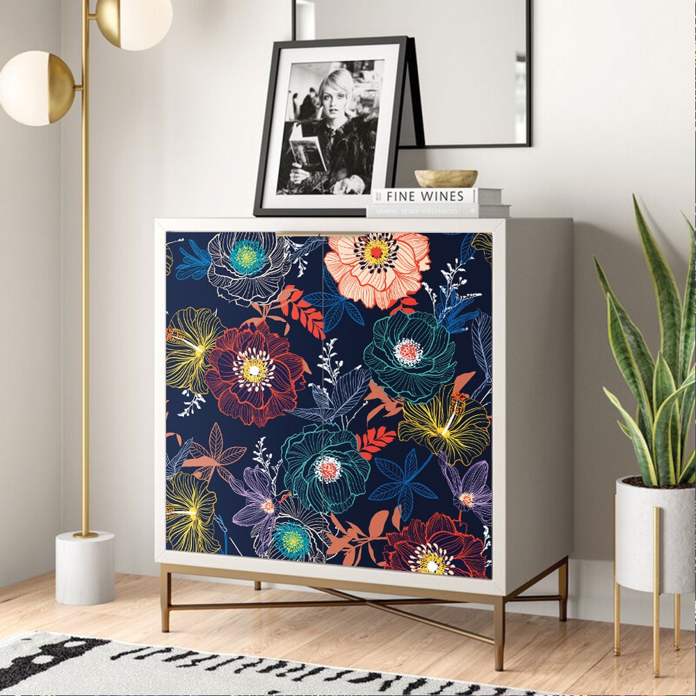 Autocolant Art Factory pentru mobilier, Contur flori diferite culori ...