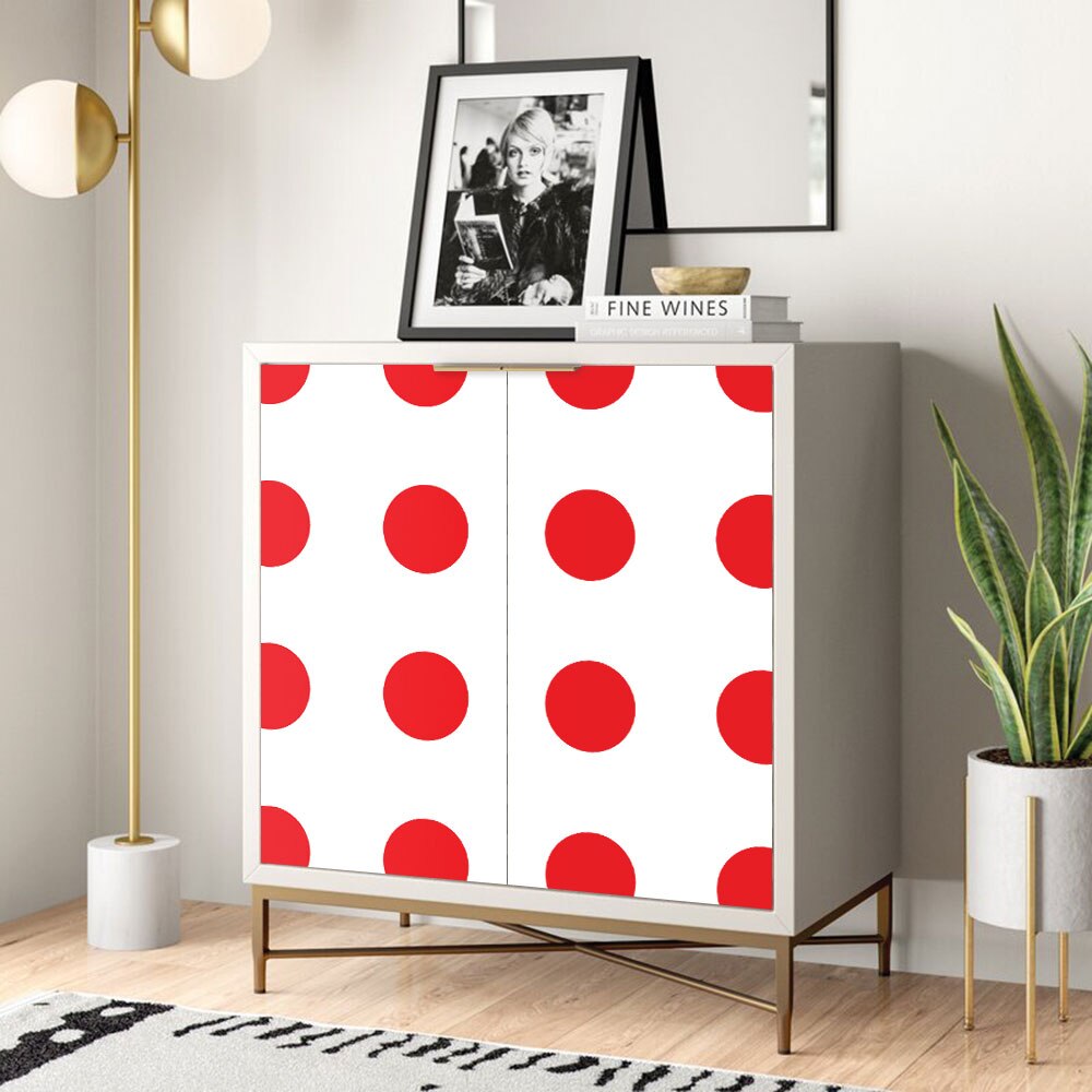 Autocolant Art Factory pentru mobilier, Buline rosii pe fundal alb ...