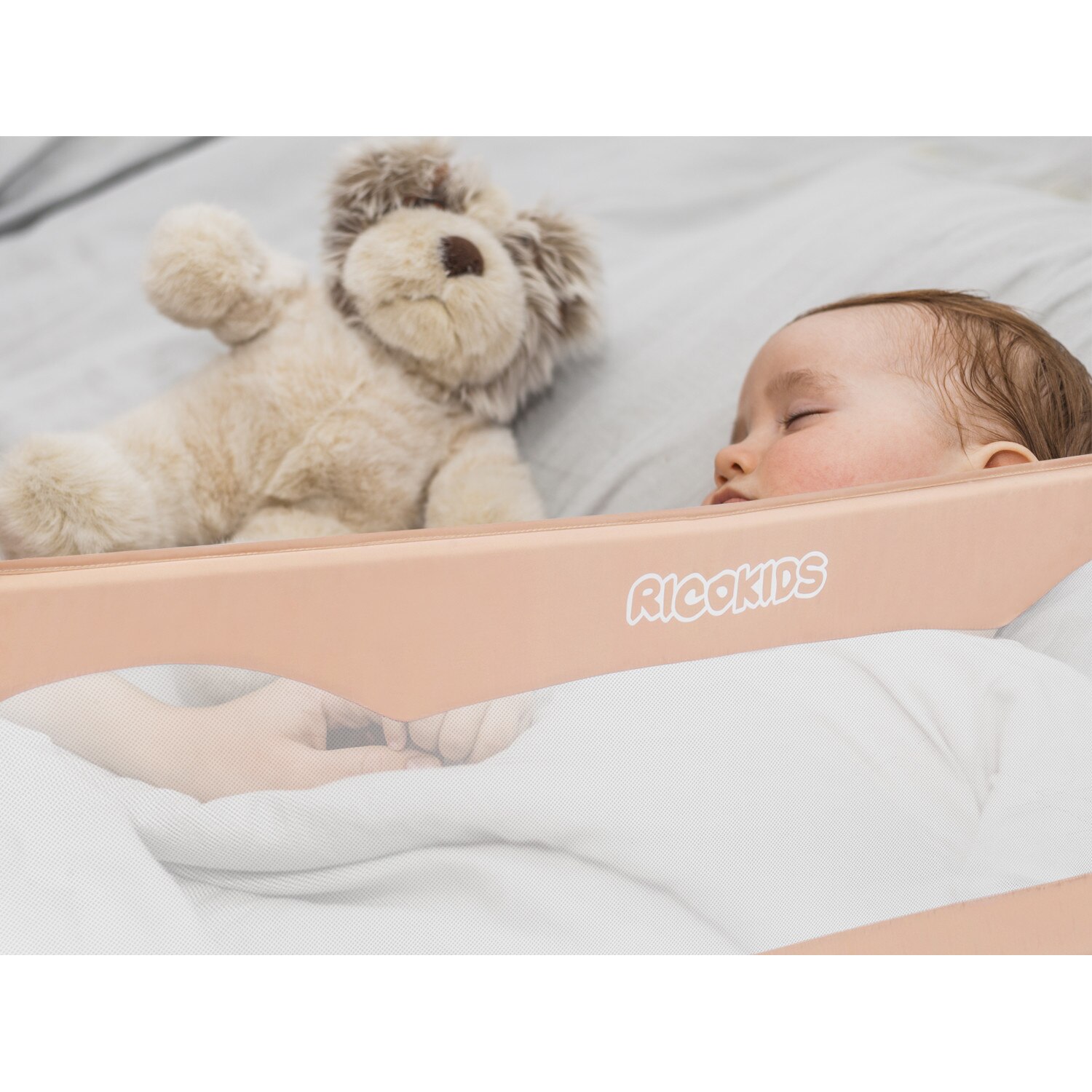 Protectie pat copii, 150 x 35 x 42 cm, bej - eMAG.ro