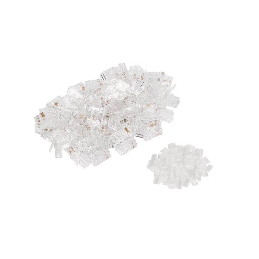 Set 100 bucati mufe UTP Cat6 RJ45 + ghidaj cablu, neecranat, pentru ...