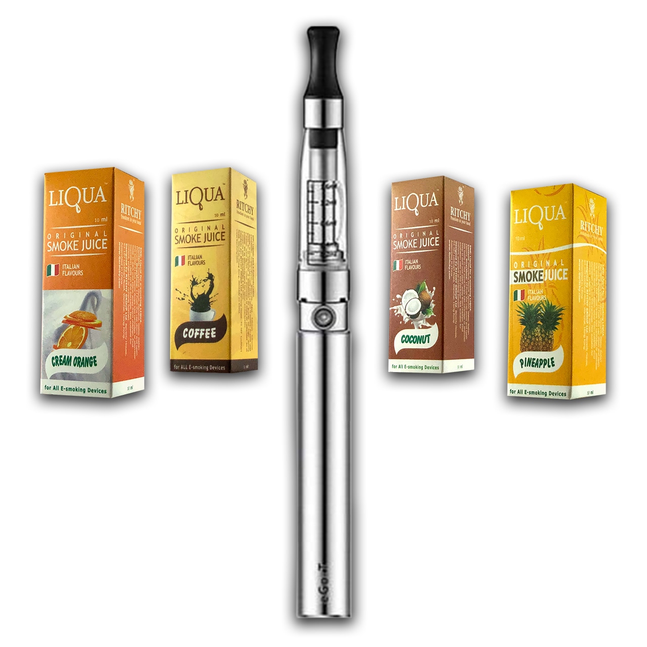 Set tigara electronica Ego-T, CE5, 1100 mAh, 4 x Lichid, Argintiu - eMAG.ro