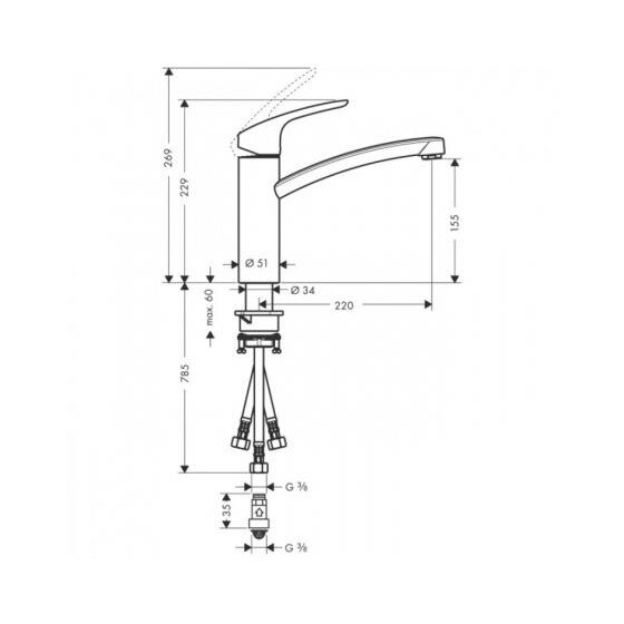 Egykaros konyhai csaptelep 160, alacsony nyomású melegvízzel - eMAG.hu