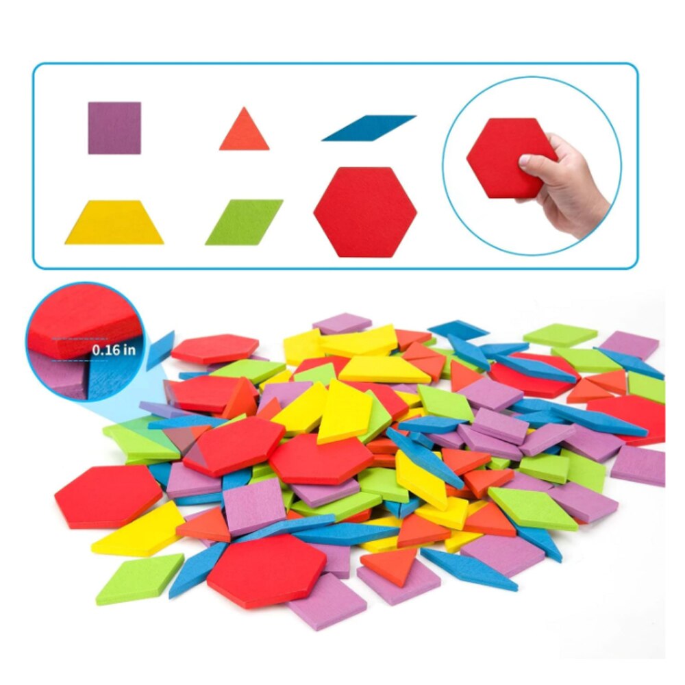 Joc Tangram din lemn cu 155 piese, WD5021 RCO® - eMAG.ro