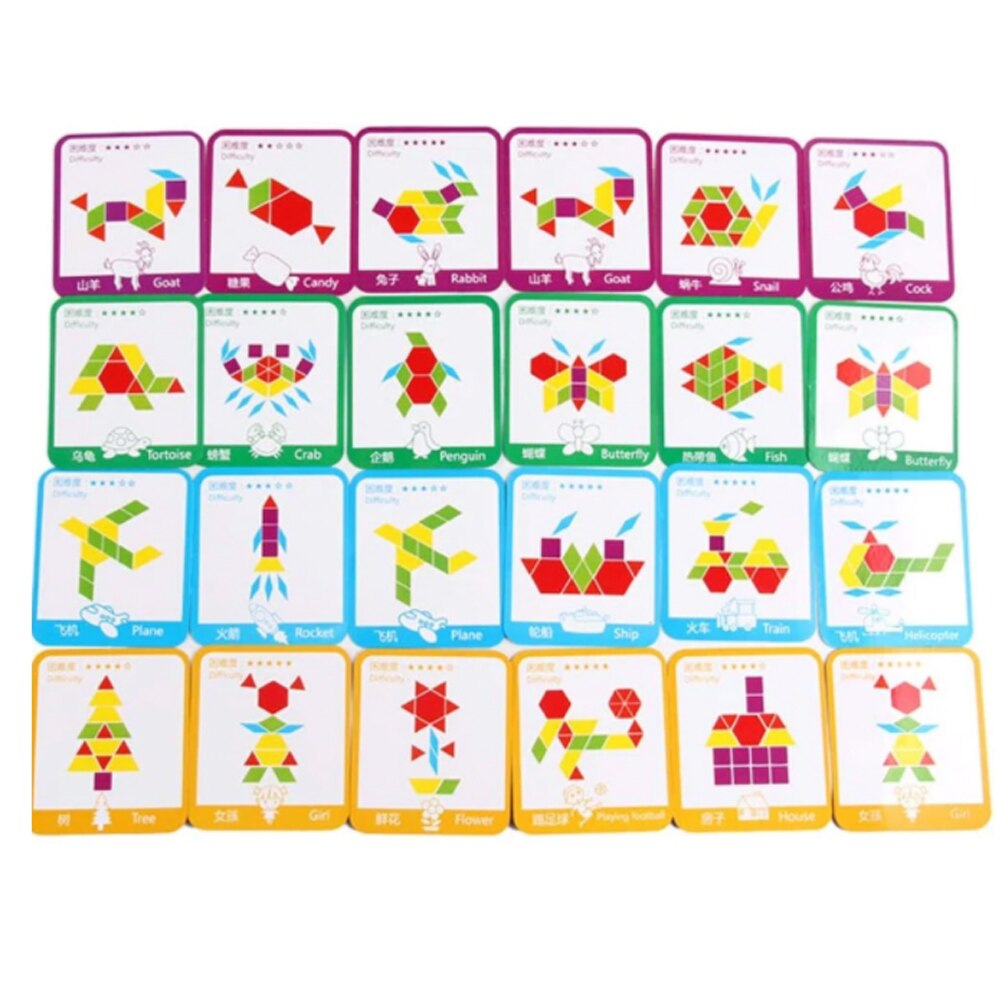 Joc Tangram din lemn cu 155 piese, WD5021 RCO® - eMAG.ro