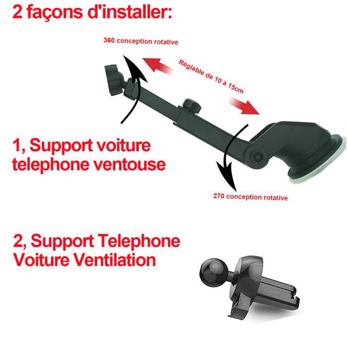Suport auto universal, Reglabil, Pentru bord/parbriz, Negru/Albastru ...