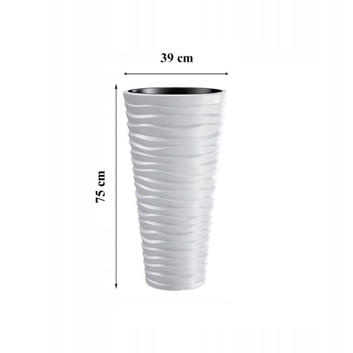 Ghiveci decorativ de flori, rotund inalt 39x75 cm, alb, Sand - eMAG.ro
