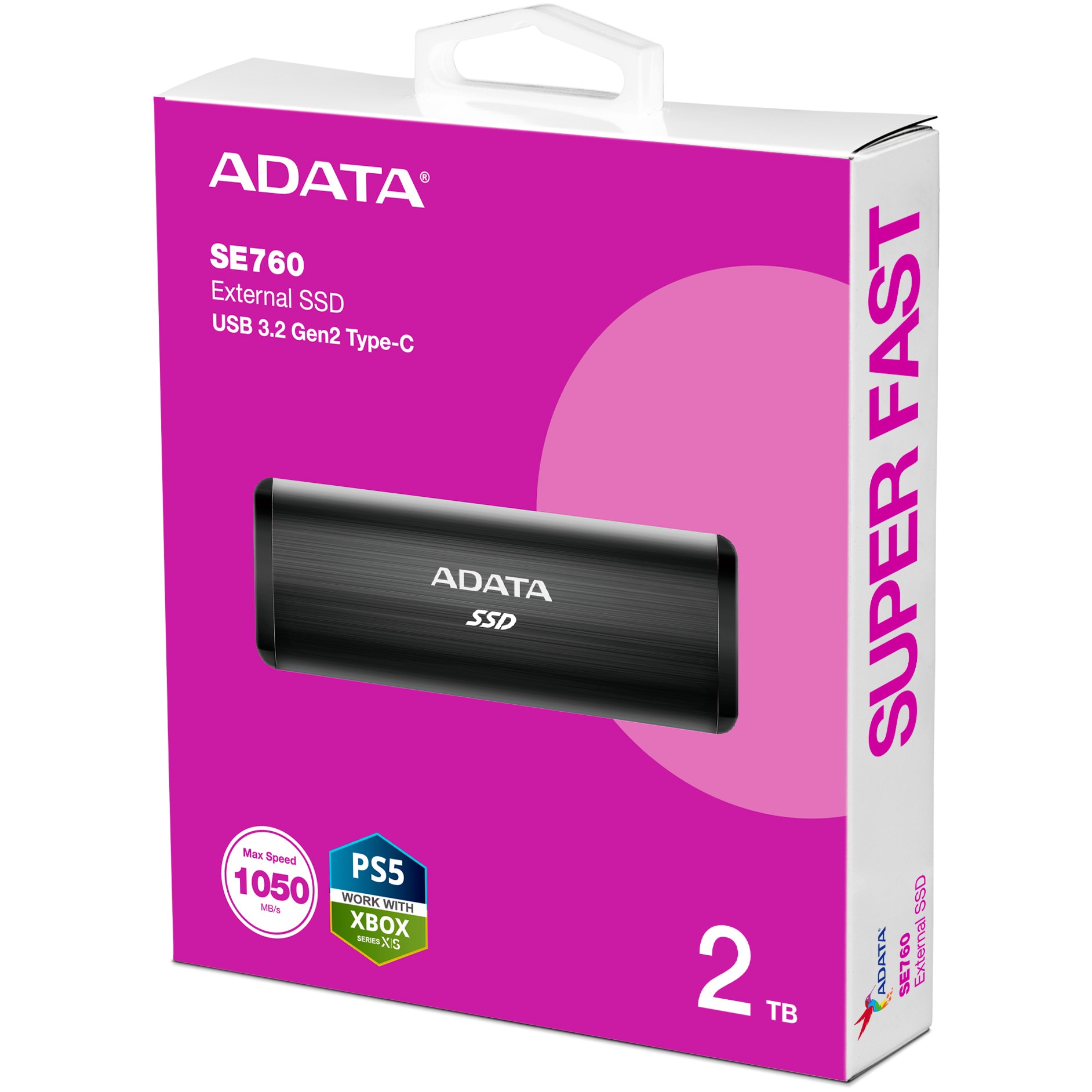 SSD extern ADATA SE760 metal, 2TB Type-C, up to 1000MB/s, multiplatform ...