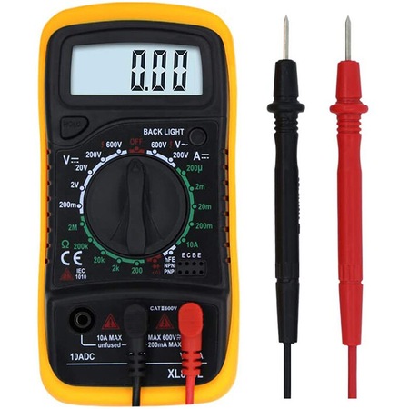 Multimetru digital electric cu 2 cabluri, 3,4x7x14 cm, Galben/Negru ...