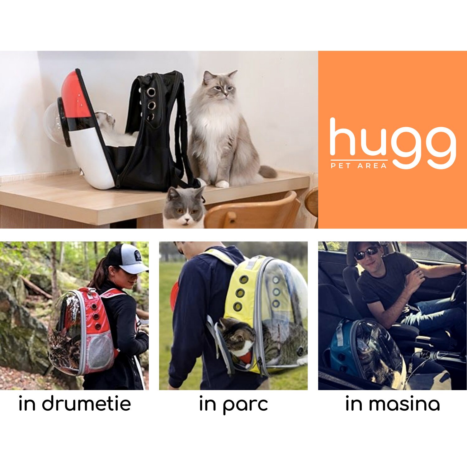 Geanta cu Hublou pentru Transport Pisica sau Catel, HUGG, Tip Capsula ...