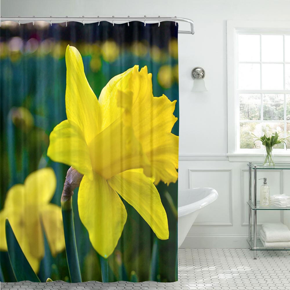 Perdea Dus Cada pentru Baie Art Factory, Narcisa galbui, 150 x 200 cm ...