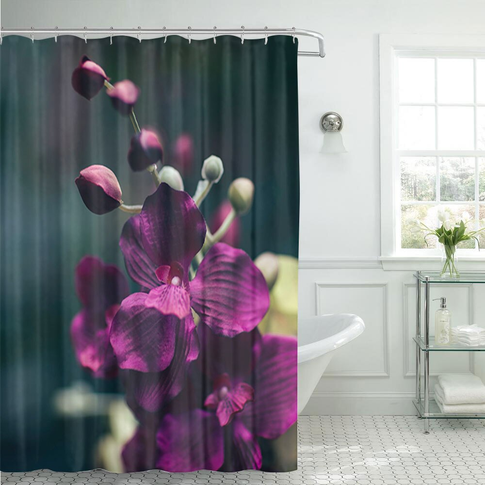 Perdea Dus Cada pentru Baie Art Factory, Orhidee purpurie, 150 x 200 cm ...
