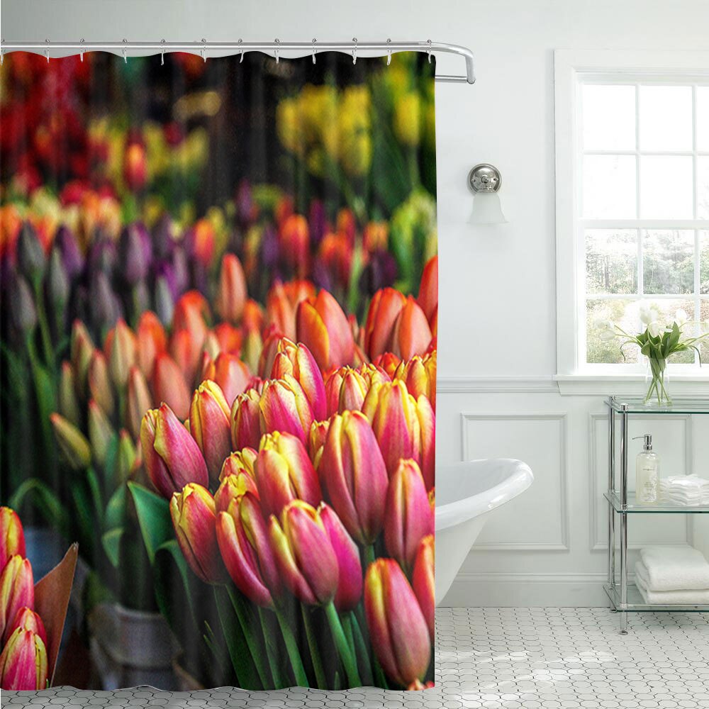 Perdea Dus Cada pentru Baie Art Factory, Lalelele imbobocite, 150 x 200 ...