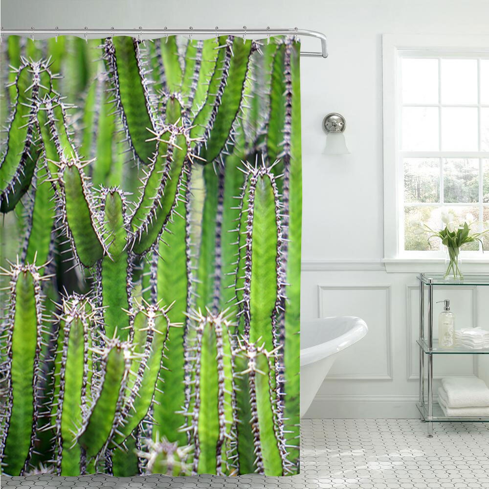 Perdea Dus Cada pentru Baie Art Factory, Compozitie de cactusi, 150 x ...