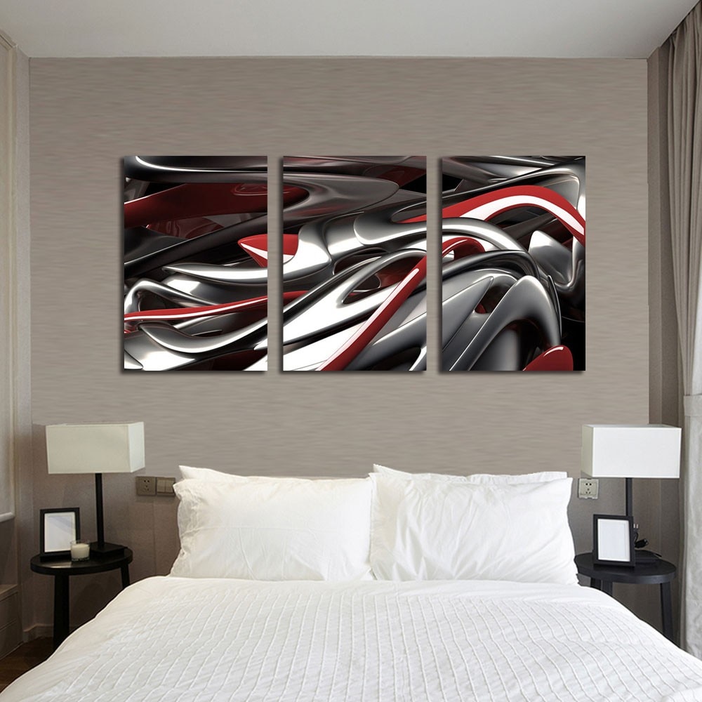 Set Tablouri Multicanvas 3 Piese Abstract Decorativ Plastic topit, 45 x ...