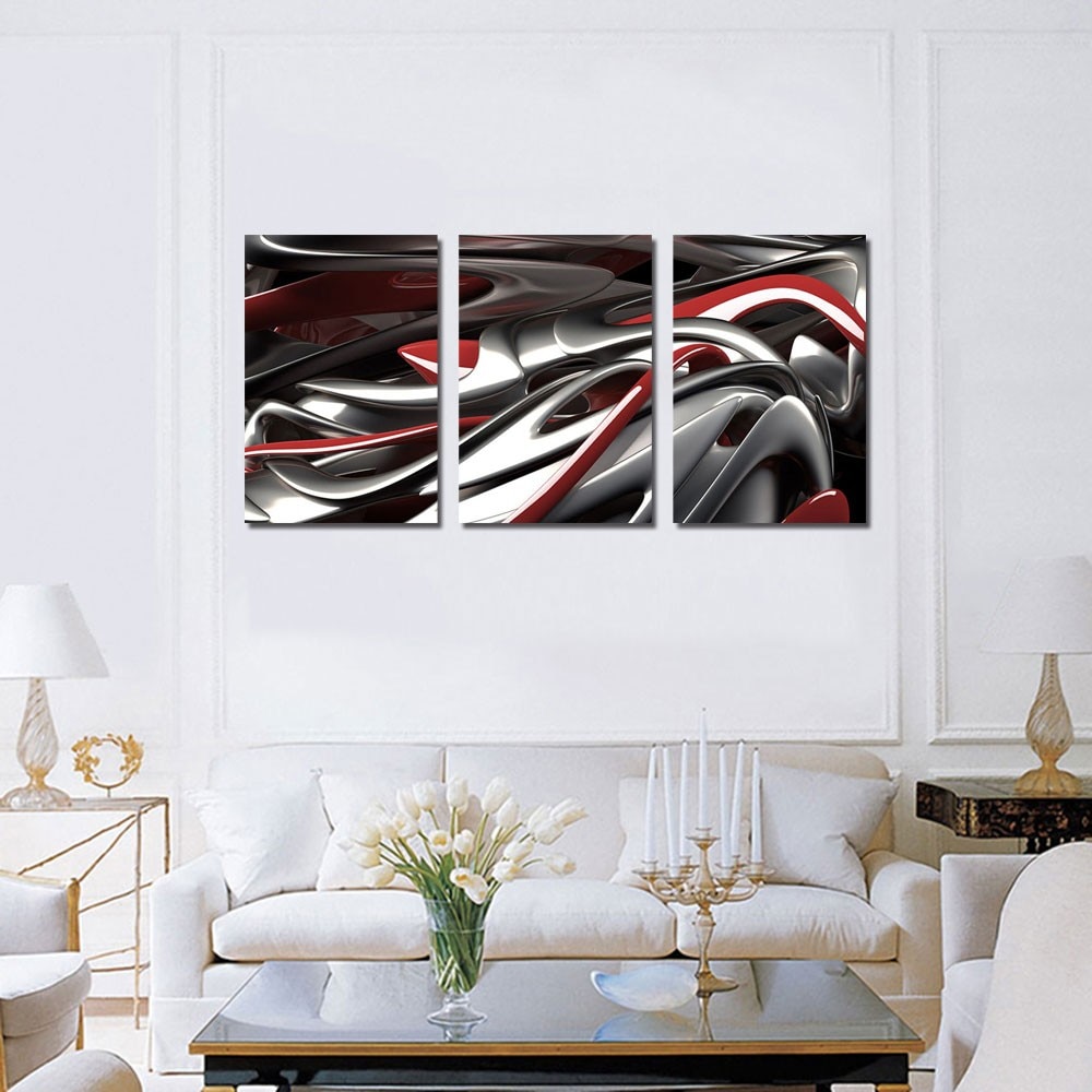 Set Tablouri Multicanvas 3 Piese Abstract Decorativ Plastic topit, 45 x ...