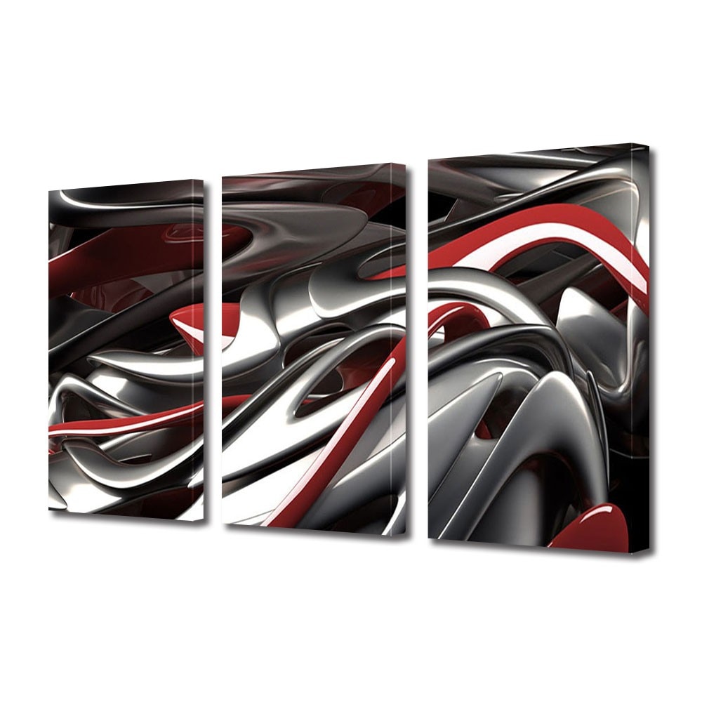 Set Tablouri Multicanvas 3 Piese Abstract Decorativ Plastic topit, 45 x ...