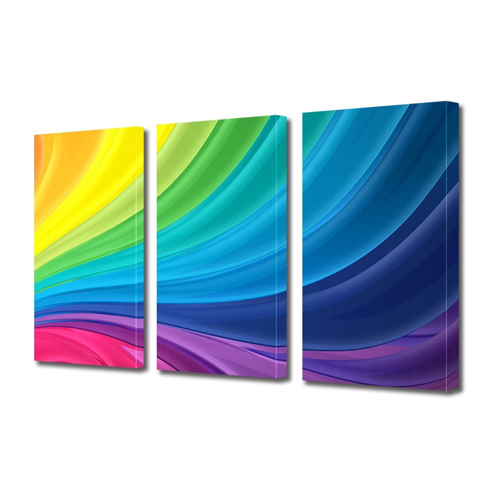 Set Tablouri Multicanvas 3 Piese Abstract Decorativ Spectru luminos ...