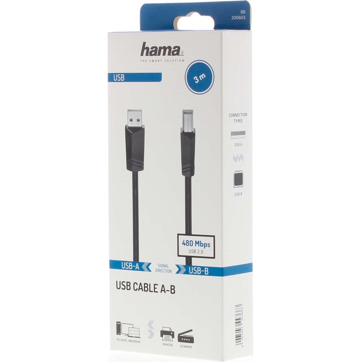 Cablu USB Hama USB 2.0, 480 Mbit/s, 3 m - eMAG.ro