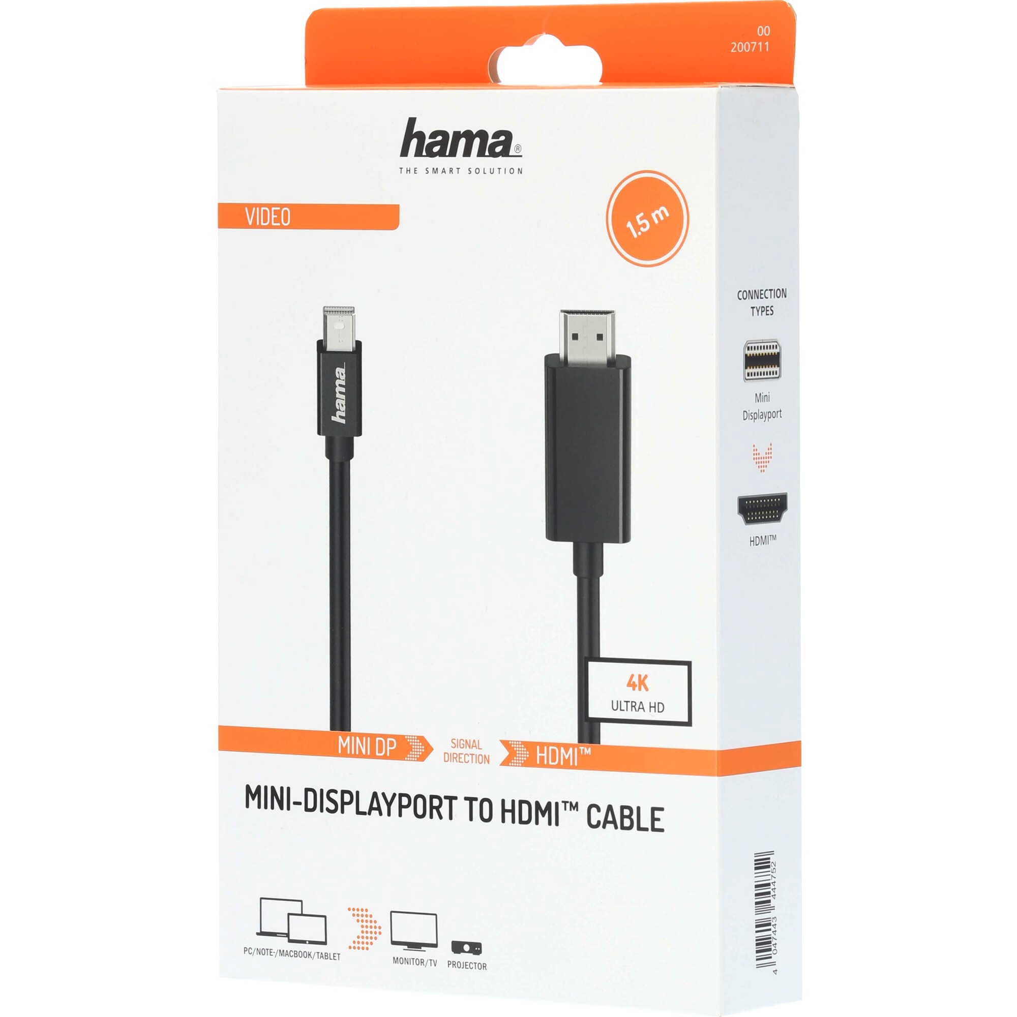 Cablu video Hama Mini-DP - HDMI ™, Ultra-HD 4K, 1,50 m - eMAG.ro