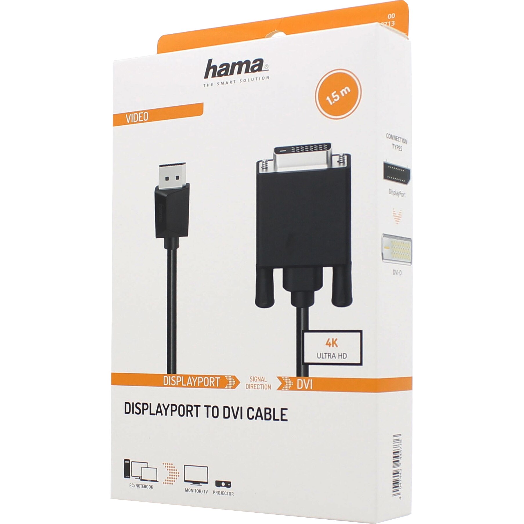 Hama DisplayPort - DVI видео кабел, Ultra-HD 4K, 1.50м - eMAG.bg