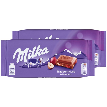 Milka Mazsolás-mogyorós csokoládé, 2 x 100 g - eMAG.hu