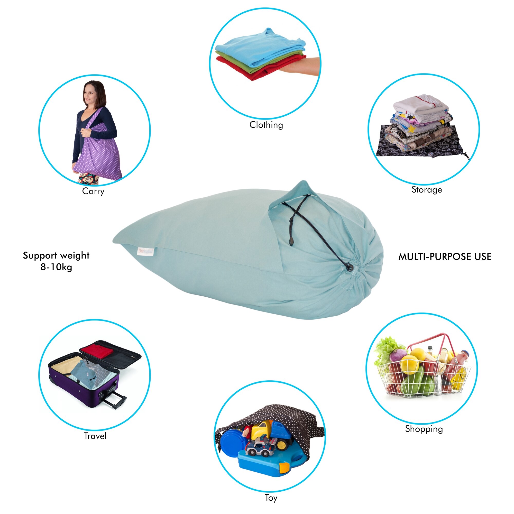 Geanta pentru rufe, Dazoriginal, Bumbac, 60 L, Vernil - eMAG.ro