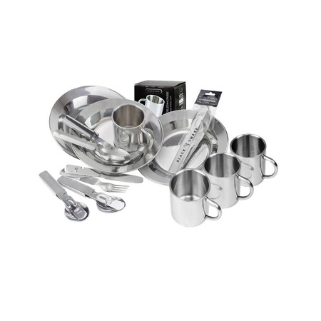 Set vesela camping Black Snake, BW, Inox, 4 Persoane, Argintiu - eMAG.ro