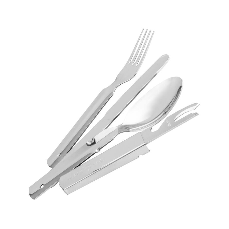 Set vesela camping pentru o persoana Black Snake, BW, Inox, Argintiu ...