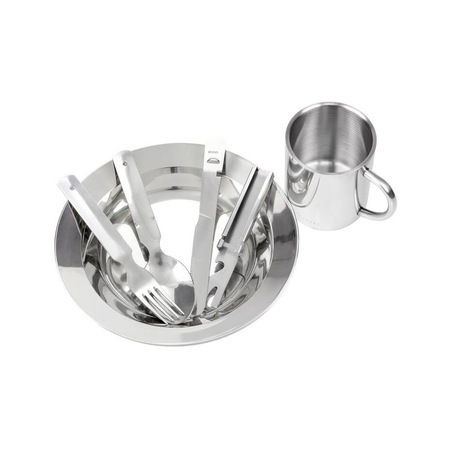 Set vesela camping pentru o persoana Black Snake, BW, Inox, Argintiu ...