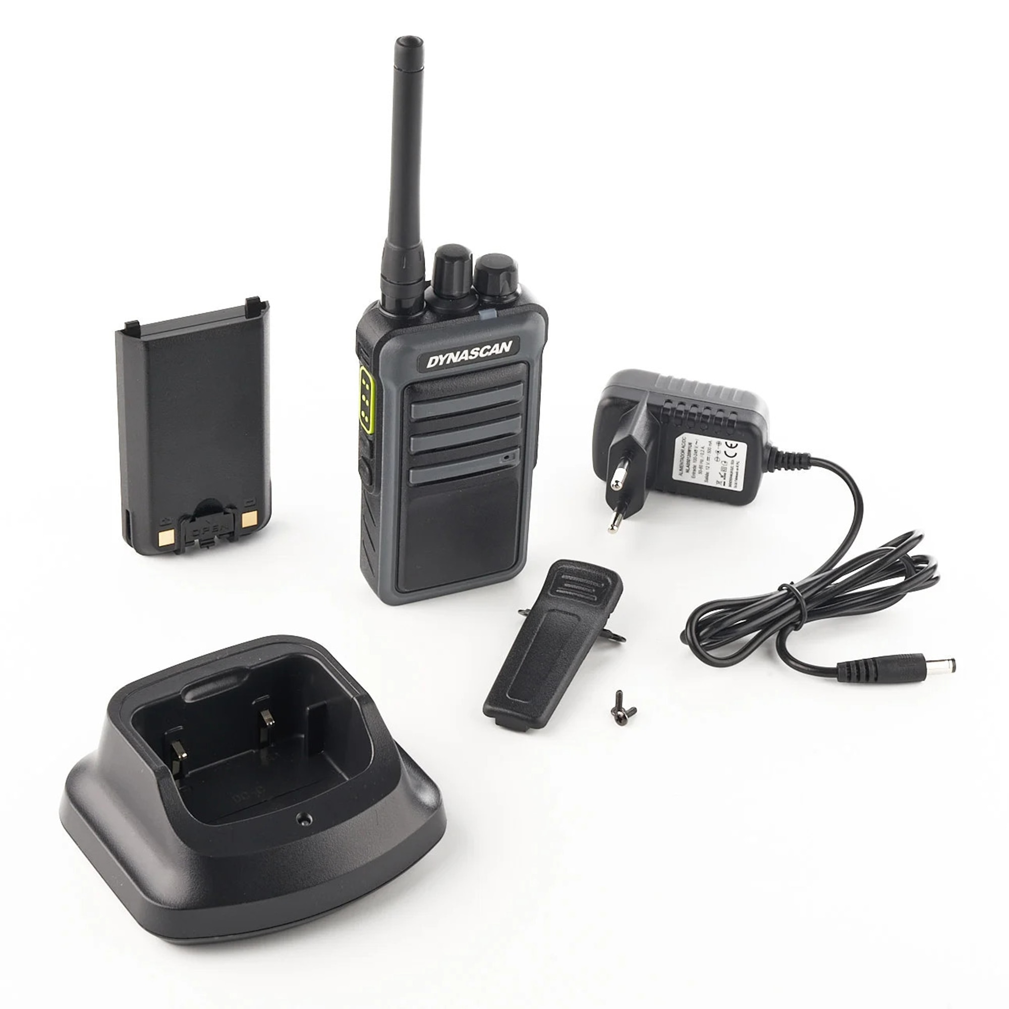 Statie radio PMR 446 portabila Dynascan, 446MHz, 8CH, VOX, Scrambler, 1750mAh, display ascuns ...