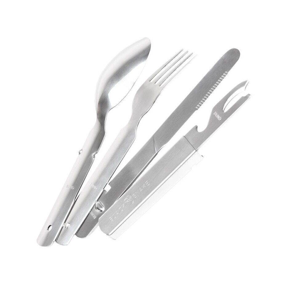 Set vesela camping Black Snake, BW, Inox, 1 Persoana, Argintiu - eMAG.ro