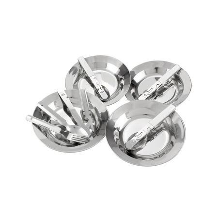 Set vesela camping Black Snake, BW, Inox, 4 Persoane, Argintiu - eMAG.ro