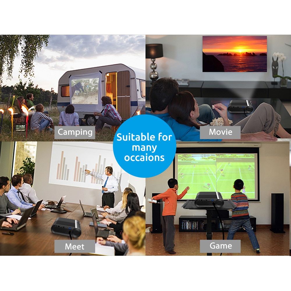 Мини преносим LED видео проектор, WIFI, PYRAMID®, 3500 лумена, HD 720P ...