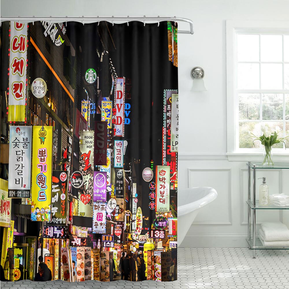 Perdea Dus Cada pentru Baie Art Factory, Metropola Japoneza, 150 x 200 ...