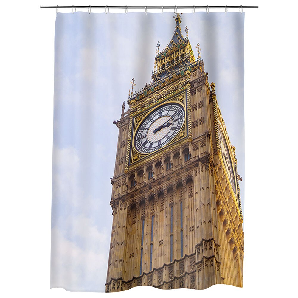 Perdea Dus Cada pentru Baie Art Factory, Ceas din Londra, 150 x 200 cm ...